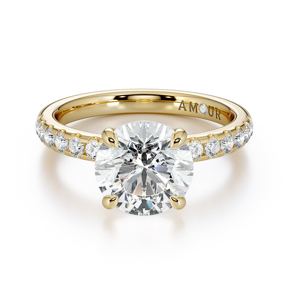 Round Brilliant Cut With Pave Set Diamond Shoulder Stones – Amour Jeweller